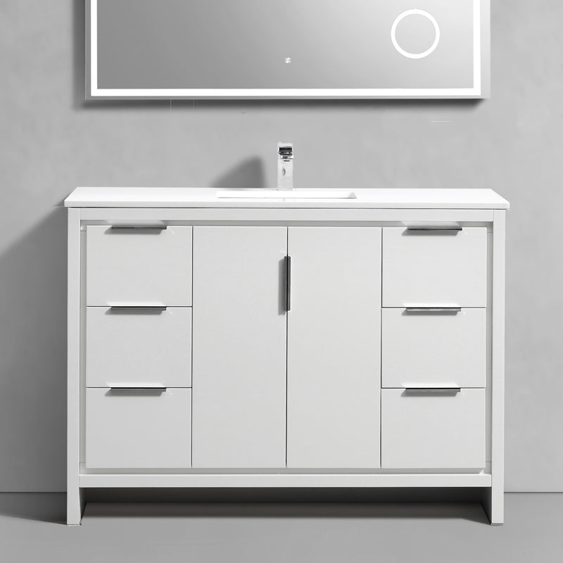 Fendi 48", Remy Bath Premium Collection Gloss White Bathroom Vanity - – Tanyas & Co.