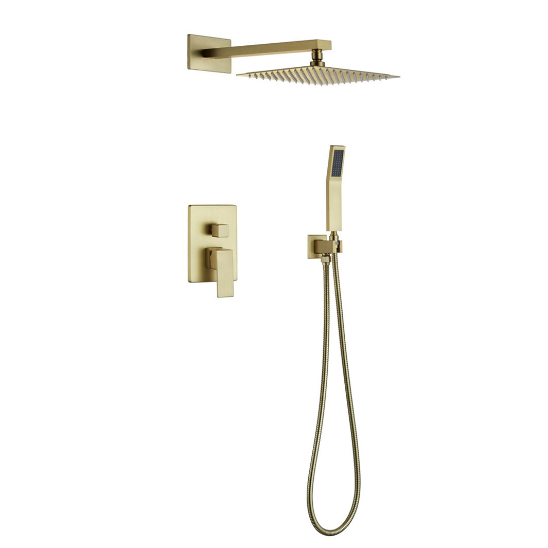 Brushed Gold Shower Set w/ 8" Square Rain Shower and Handheld -SH2002 ...